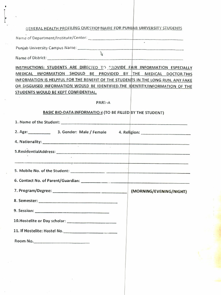 Proforma For Mandatory Health Profile | PDF
