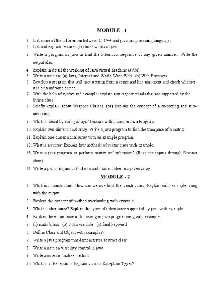Question Bank-Java | PDF | Java (Programming Language) | Class ... Question Bank-Java | PDF | Java (Programming Language) | Class ...