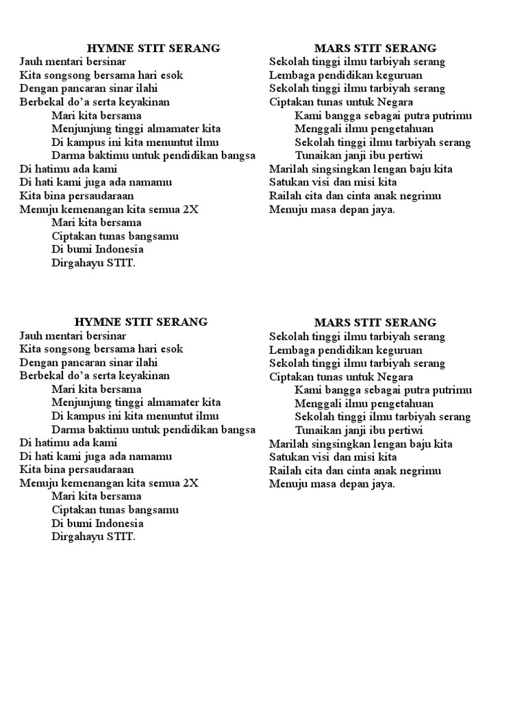 Hymne Stit Serang | PDF | Karier & Perkembangan | Ilmu Sosial