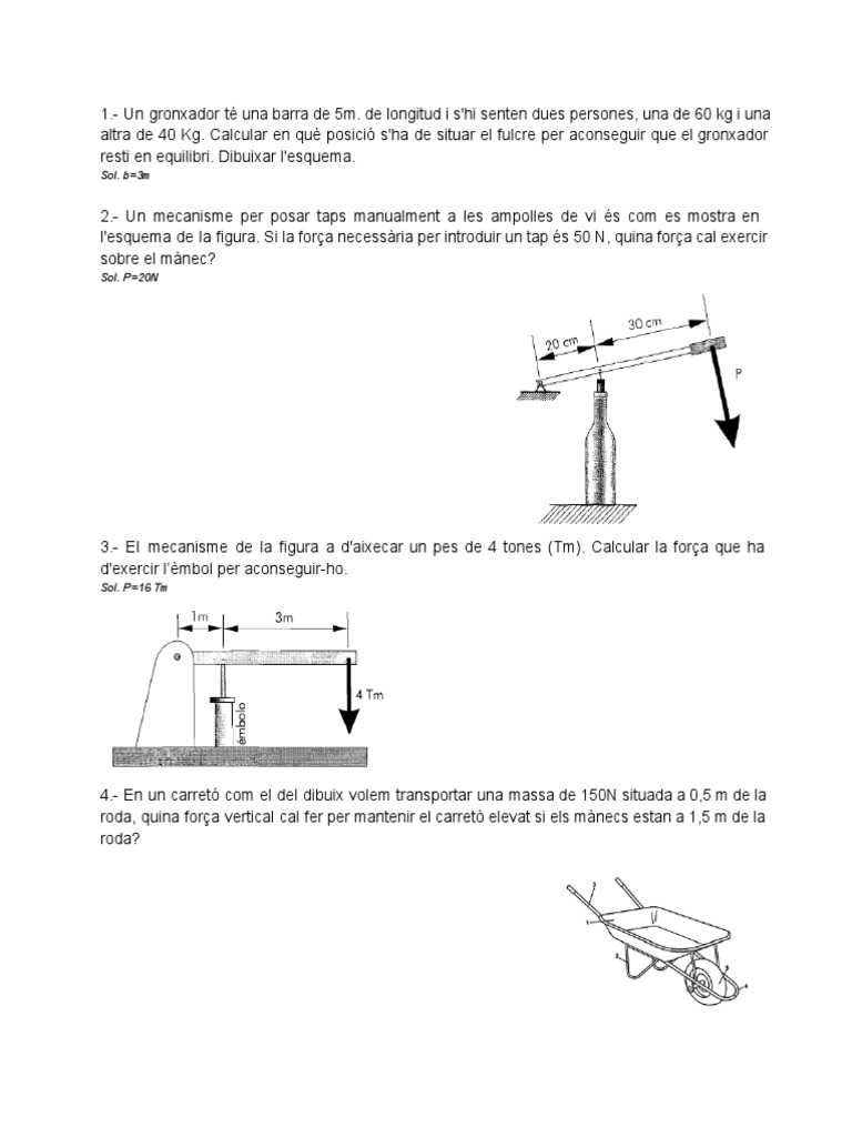 Exercicis Maquines Simples Palanques | PDF