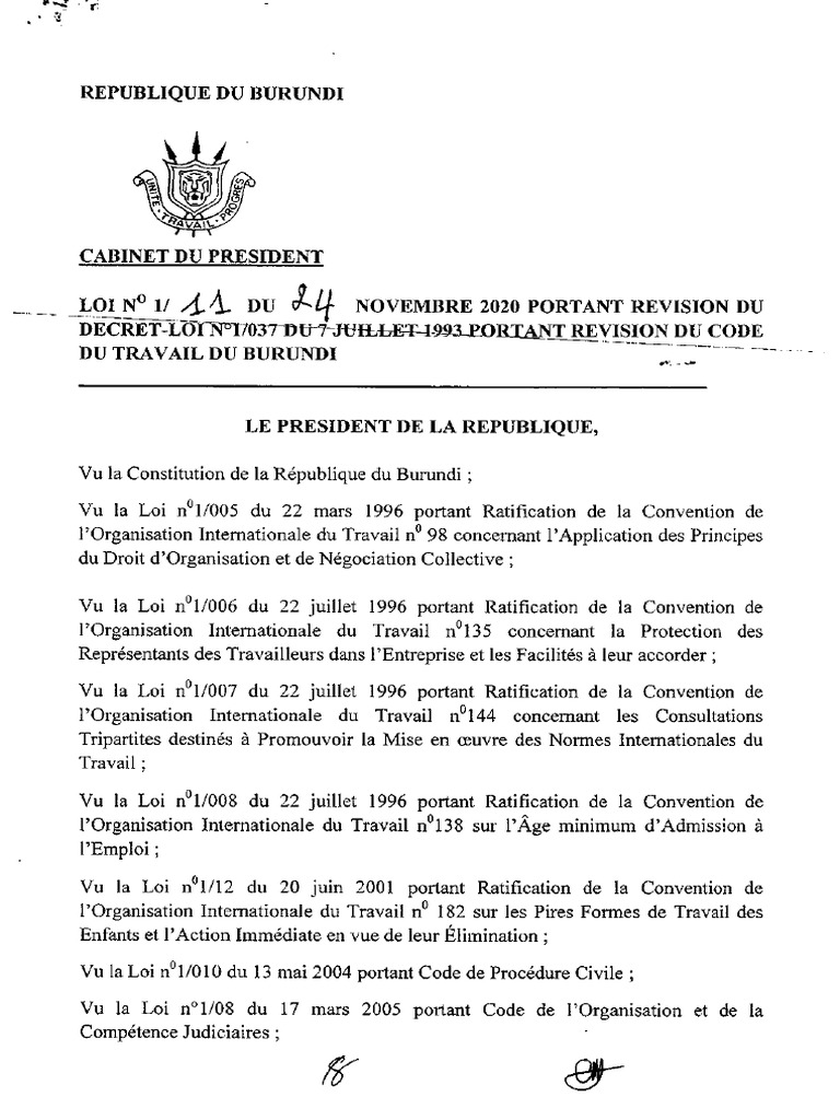 Burundi Code 2020 Travail | PDF