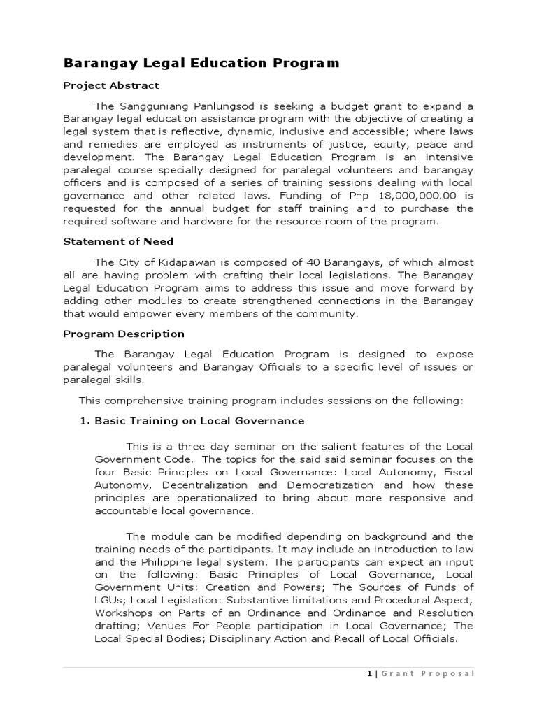 Barangay Legal Education Program | PDF | Governance | Legal Education
