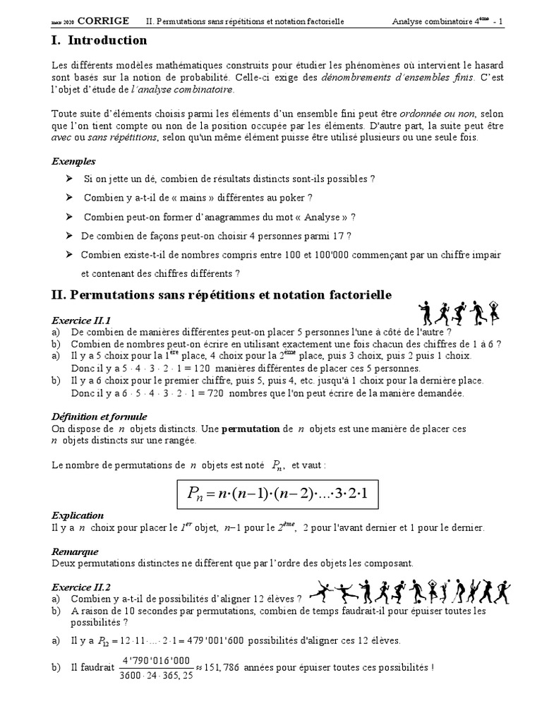 Analyse Combinatoire Cours Corrige | PDF | Combinatoire | Permutation