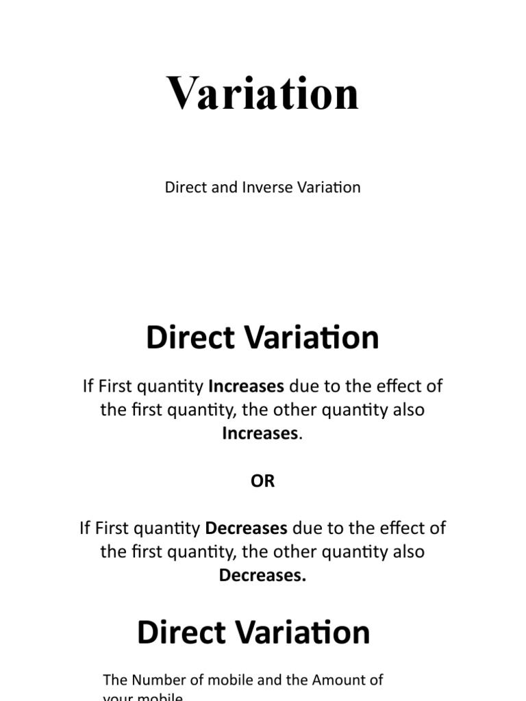 Direct and Inverse Variation | Download Free PDF | Mathematical Objects | Teaching Mathematics