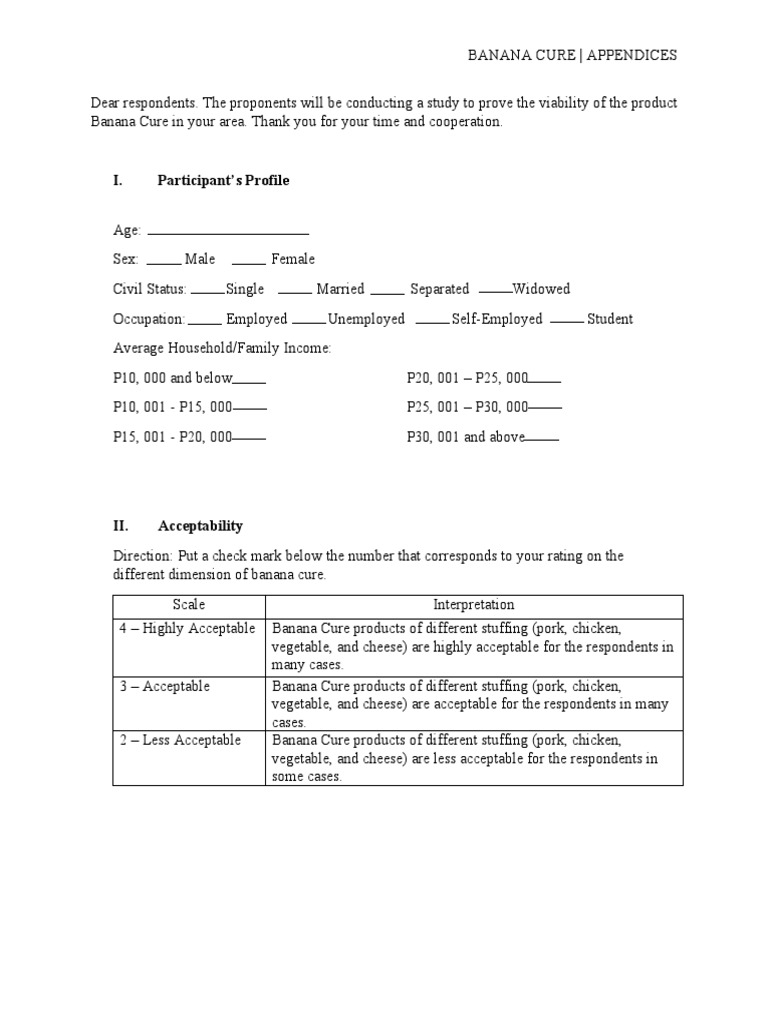 Feasibility Study Questionnaire | PDF | Food And Drink | Cuisine