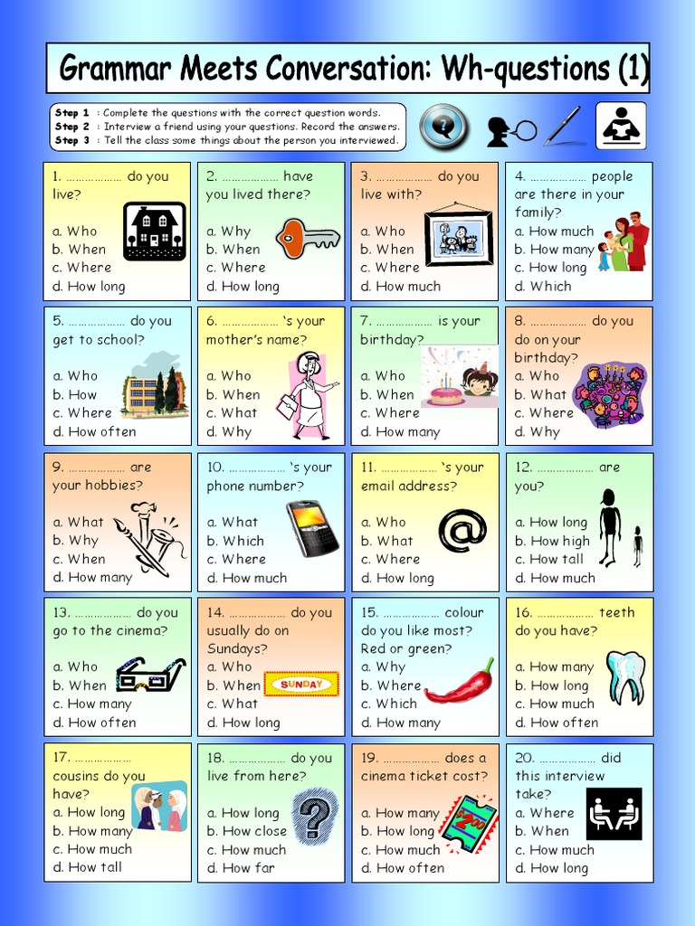 Grammar Meets Conversation Whquestions 1 Getting T Activities Promoting ...