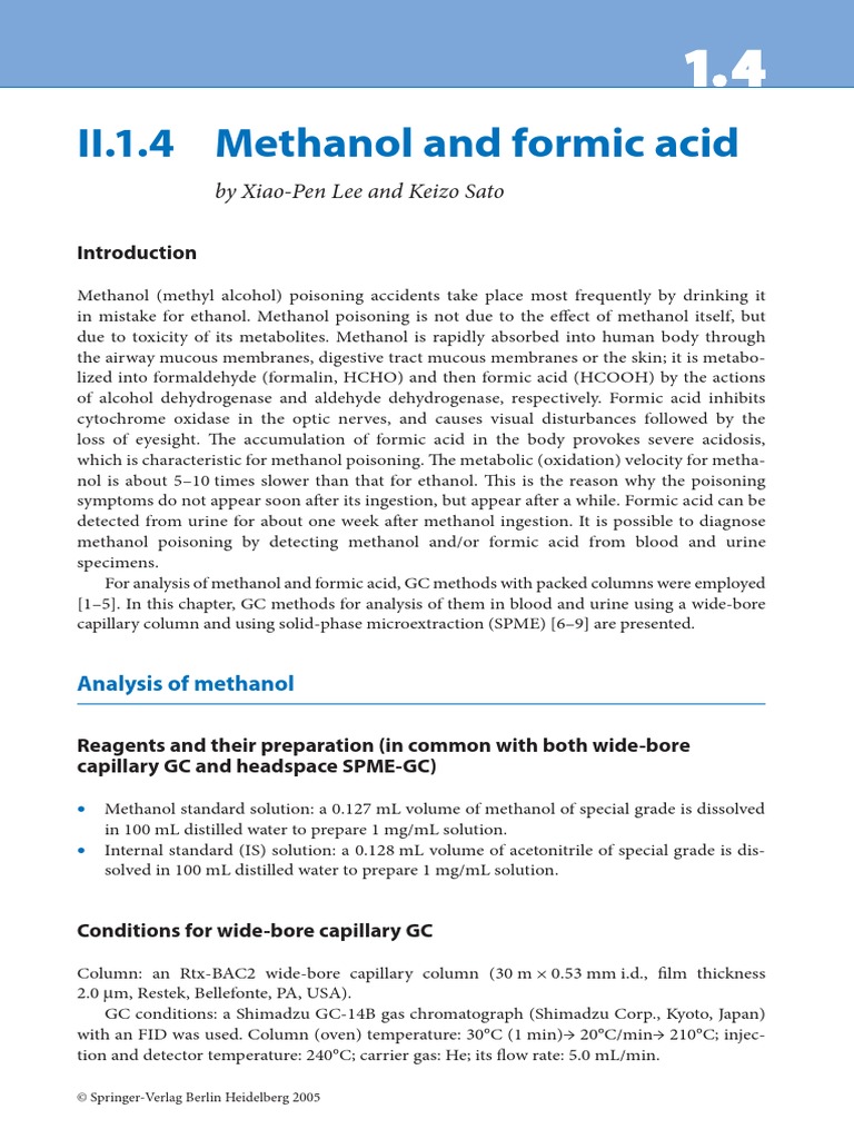 II.1.4 Methanol and Formic Acid | PDF | Gas Chromatography | High ...
