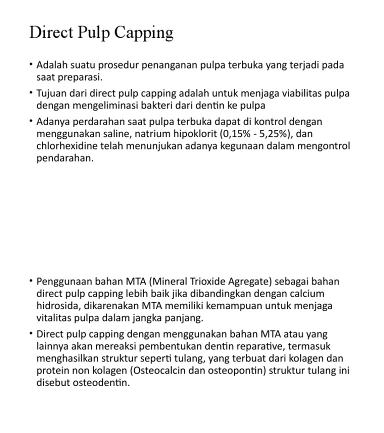 Direct Pulp Capping | PDF | Pengembangan Diri | Sains & Matematika
