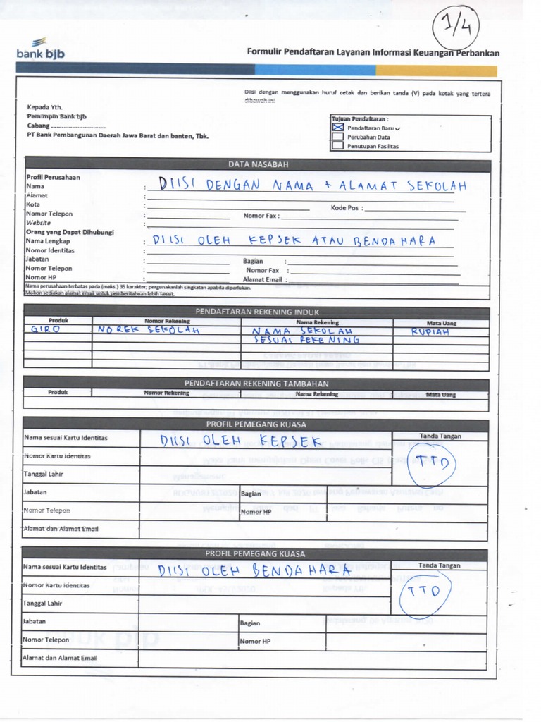 Panduan Pengisian Formulir Bank BRI | PDF