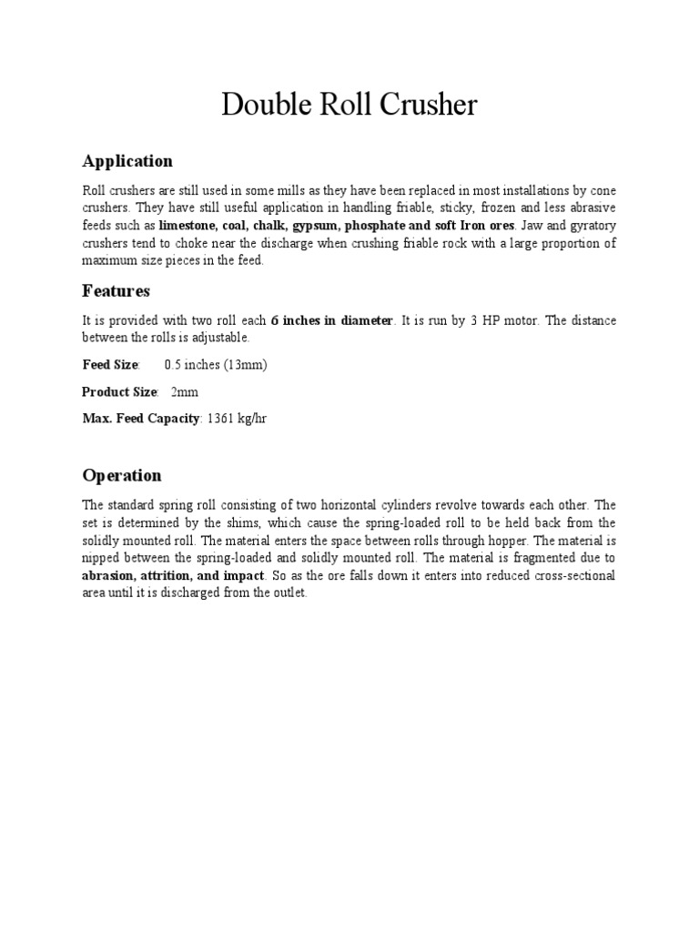 Double Roll Crusher | PDF