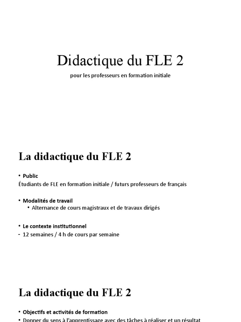 Didactique Du FLE 2 - CM | PDF | Pédagogie | Apprentissage