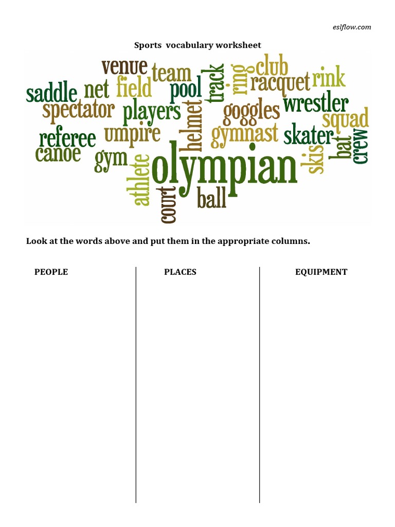 Sports Vocabulary Sorting | PDF