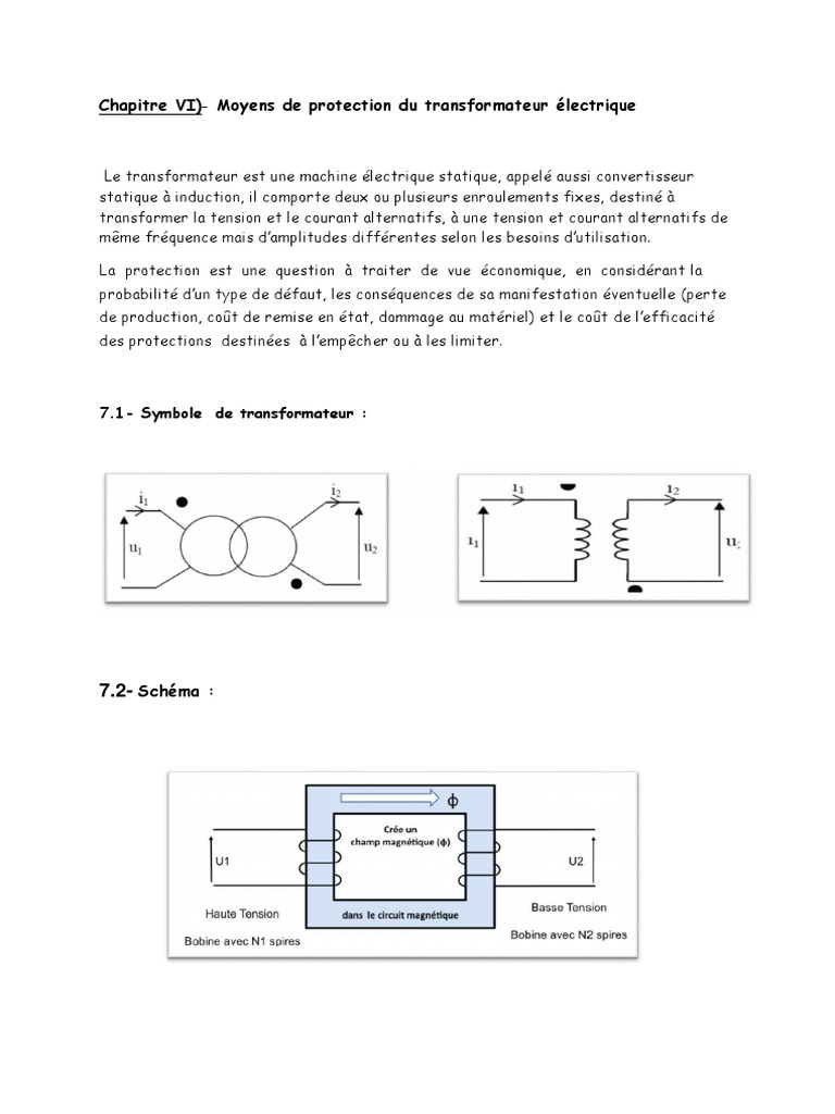 Chapitre VI Moyens de Protection Du Transformateur Électrique | PDF ...