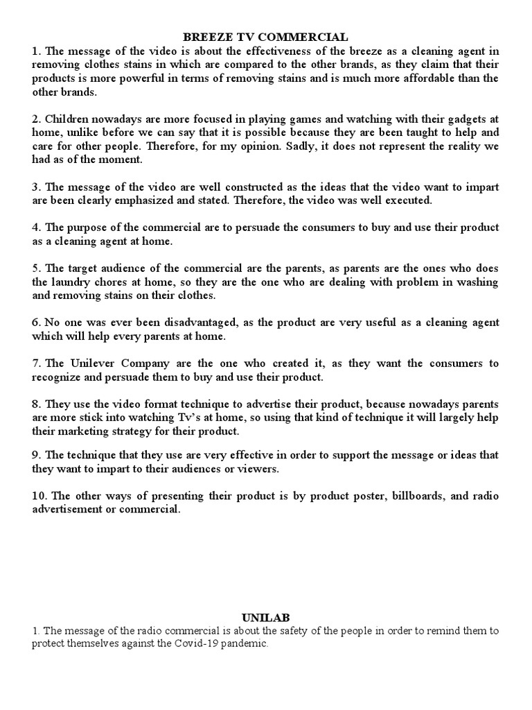 Breeze TV Commercial | PDF | Television Advertisement | Brand