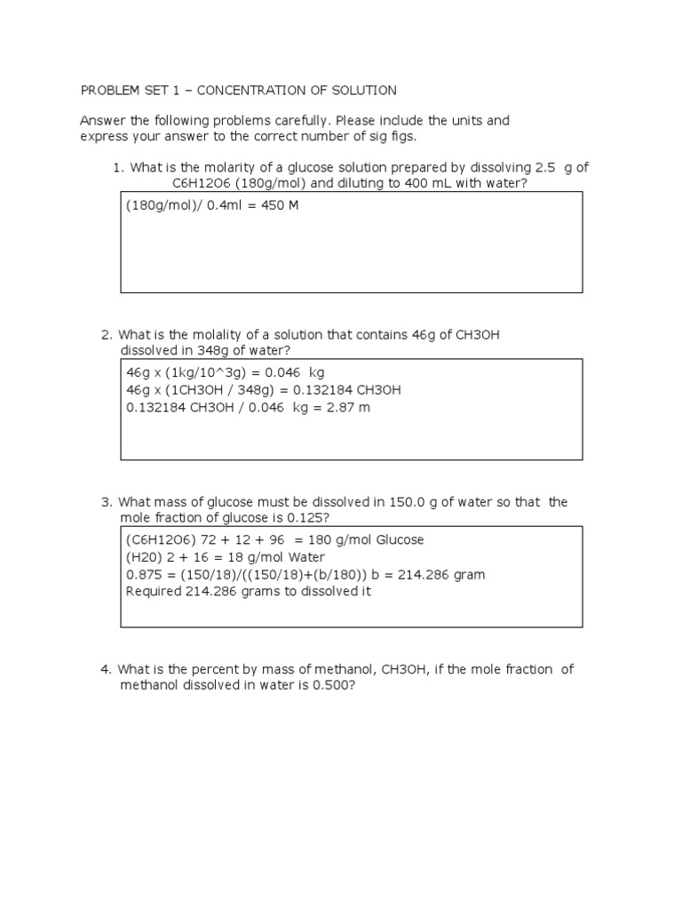 Problem Set 1 Conc of Solution | PDF | Science & Mathematics