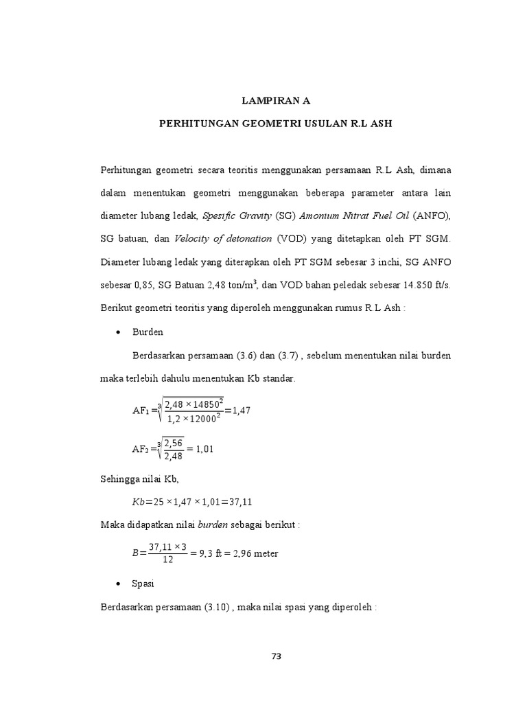 Geometri Peledakan PT SGM | PDF | Metode & Bahan Ajar