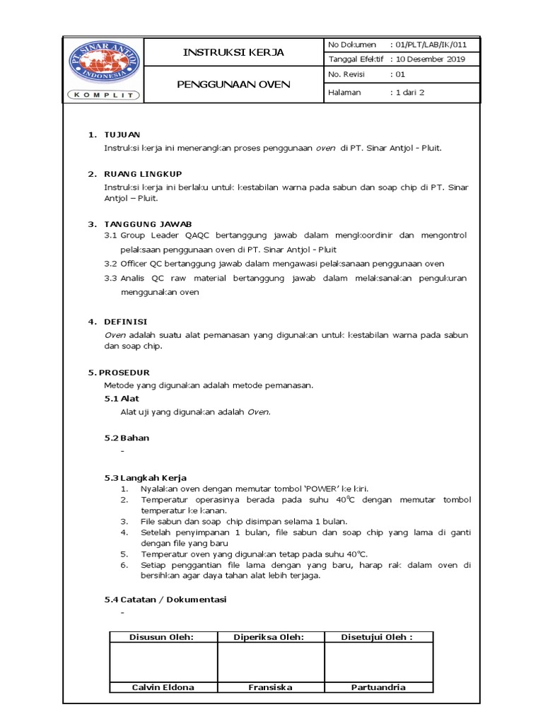 Ik Lab 011 Penggunaan Oven | PDF | Griya & Taman | Sains & Matematika