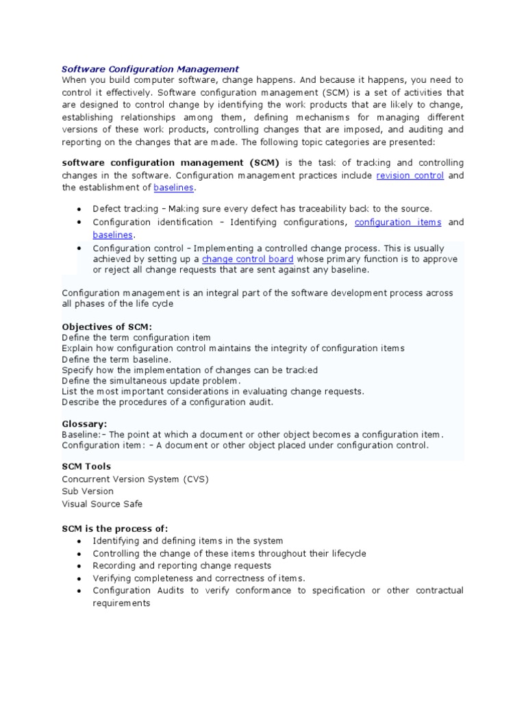 Software Configuration Management: Revision Control Baselines | PDF ...