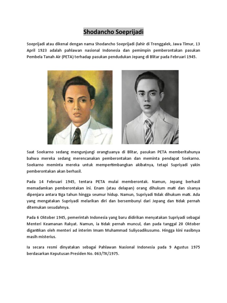 Supriyadi: Pahlawan Pemberontakan PETA | PDF