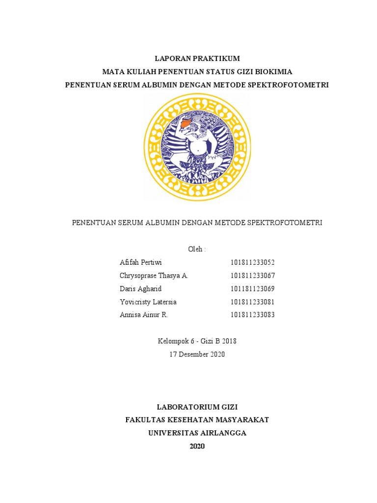 Kelompok 6 PSG BIOKIMIA - Laporan Praktikum Albumin | PDF | Kesehatan Holistik