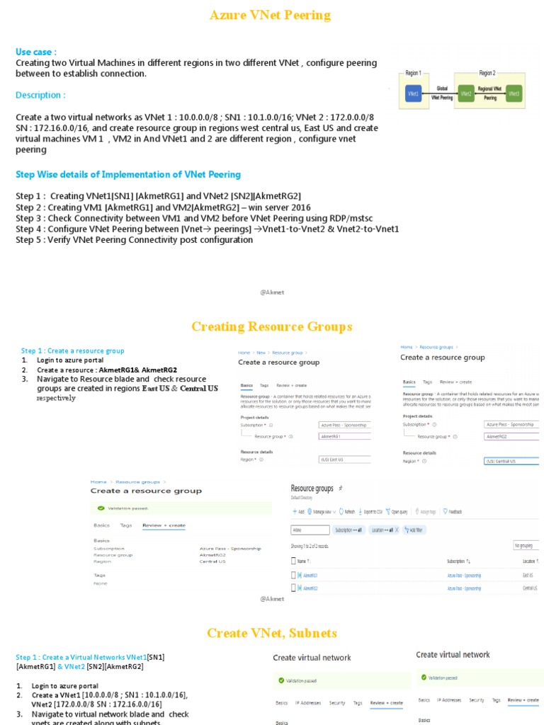 Azure VNet Peering: Connect VMs Across Regions | PDF | Virtual Machine ...