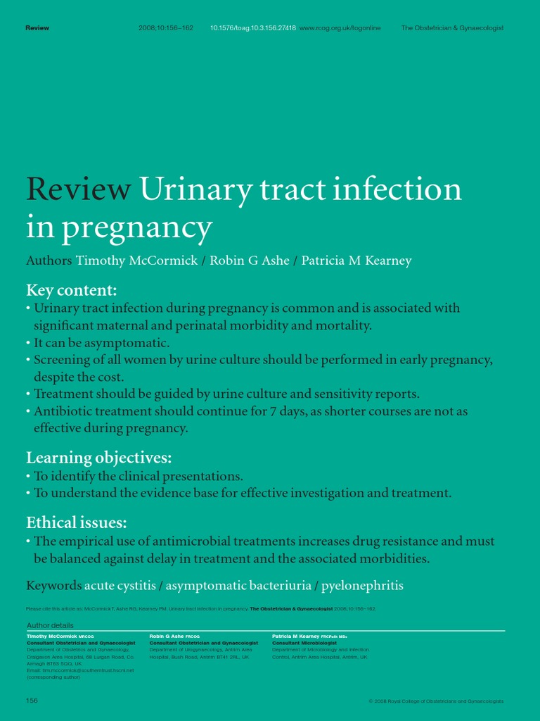 RCOG Review Urinary Tract Infection | PDF | Urinary Tract Infection ...