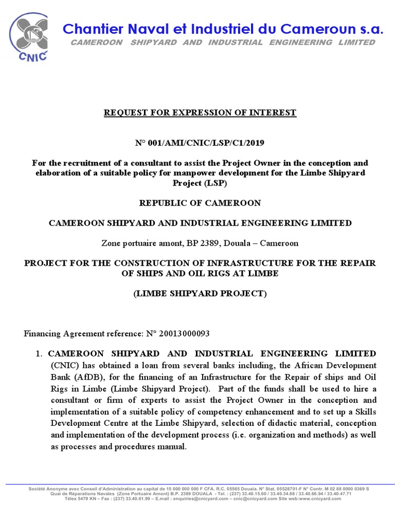 Chantier Naval Et Industriel Du Cameroun S.a.: Cameroon Shipyard AND ...