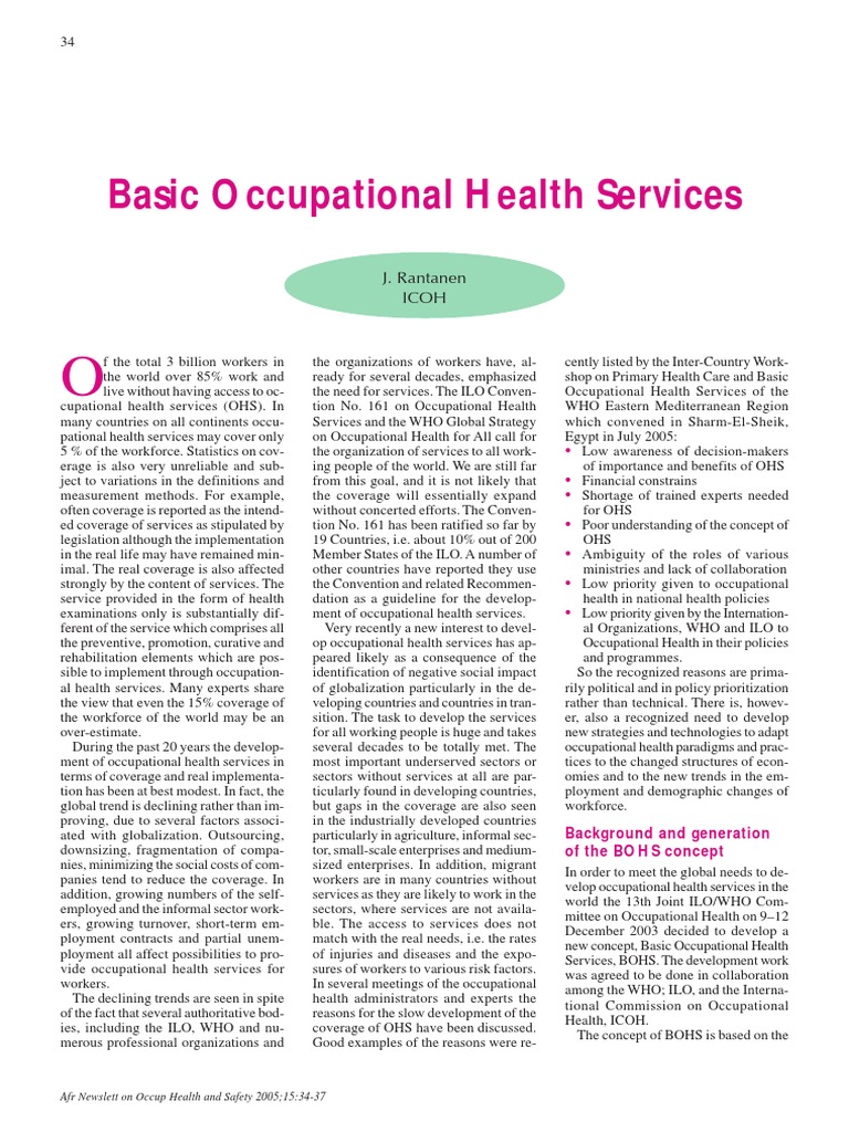 Global Trends in Occupational Health Services | PDF | Occupational ...