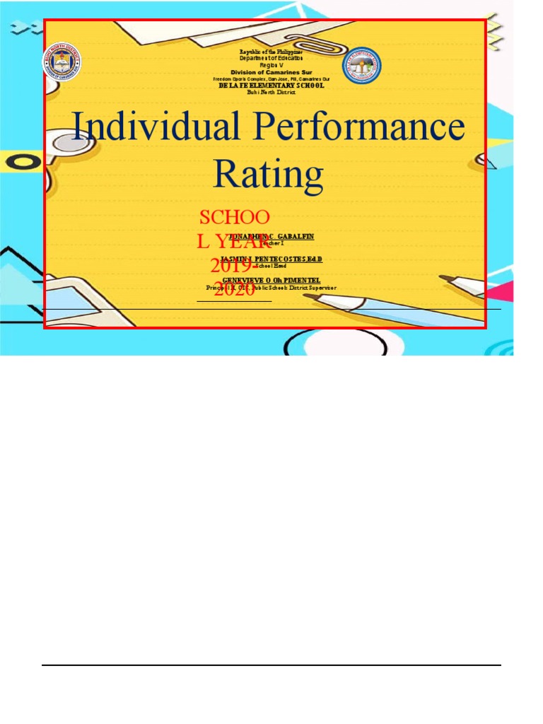 Individual Performance Rating: Schoo L Year 2019-2020 | PDF