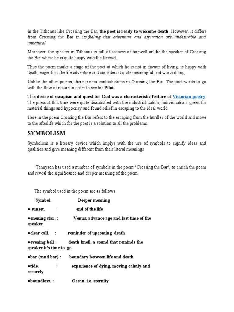 Crossing The Bar | PDF | Poetry