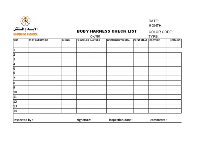 Body Harness Inspection Checklist | PDF