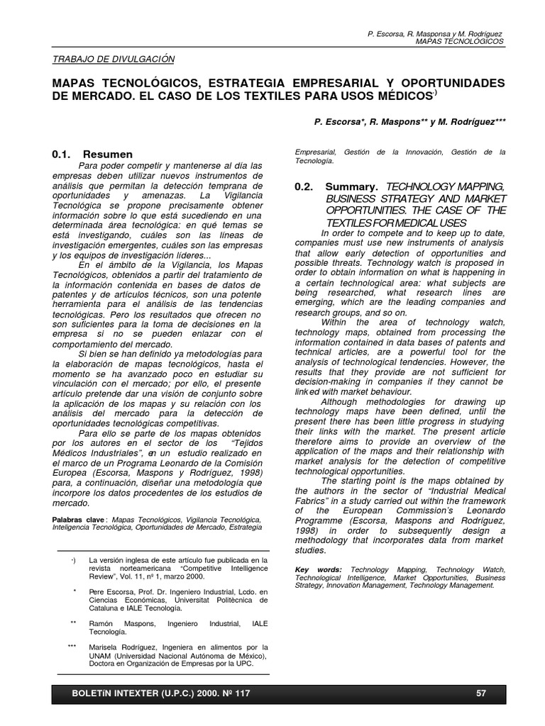 Mapas Tecnologicos | PDF | Patentar | Investigación y desarrollo