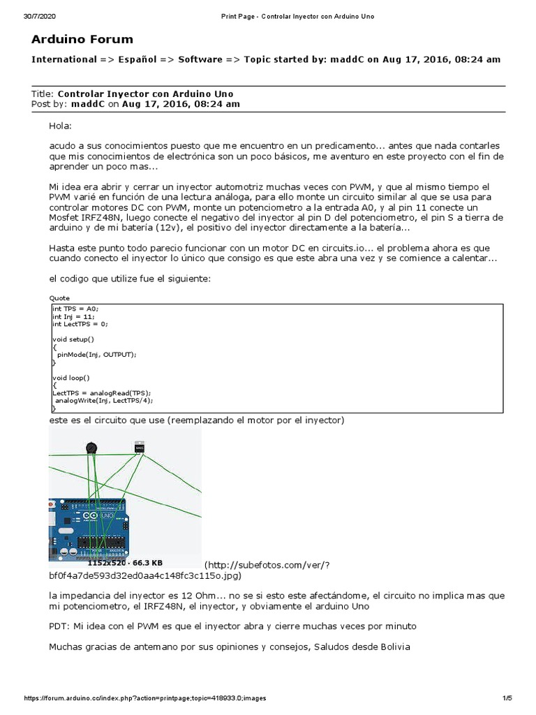 Print Page - Controlar Inyector Con Arduino Uno | PDF | Arduino ...