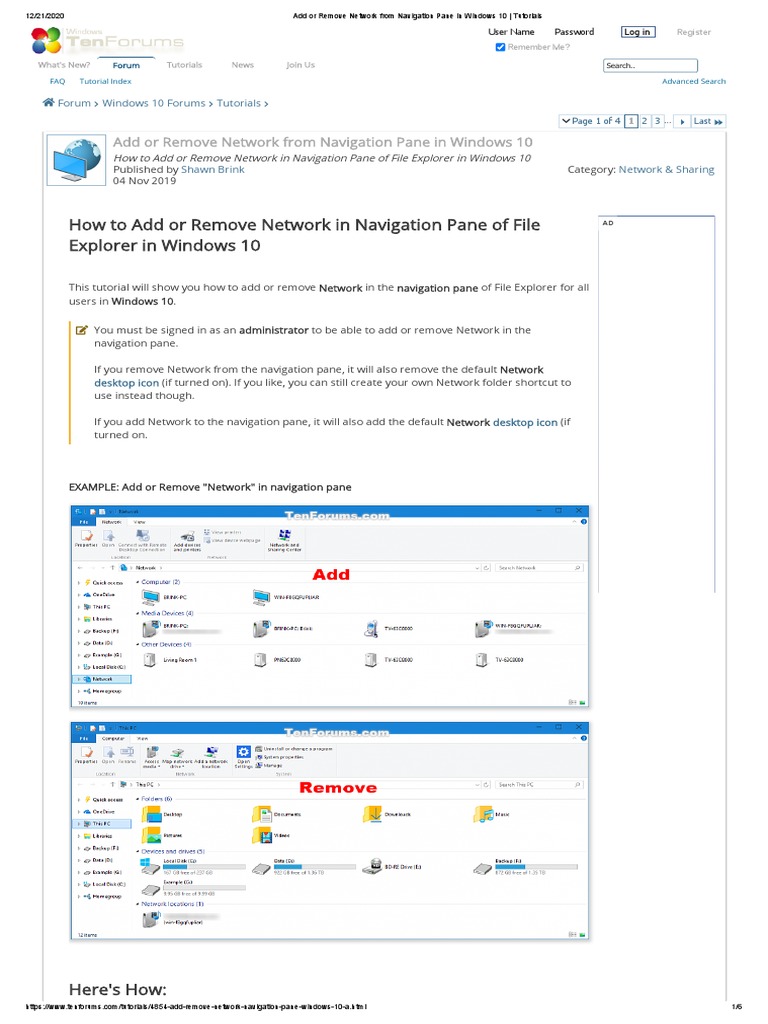 Add or Remove Network From Navigation Panel in Windows 10 | PDF | Utility Software | Microsoft ...