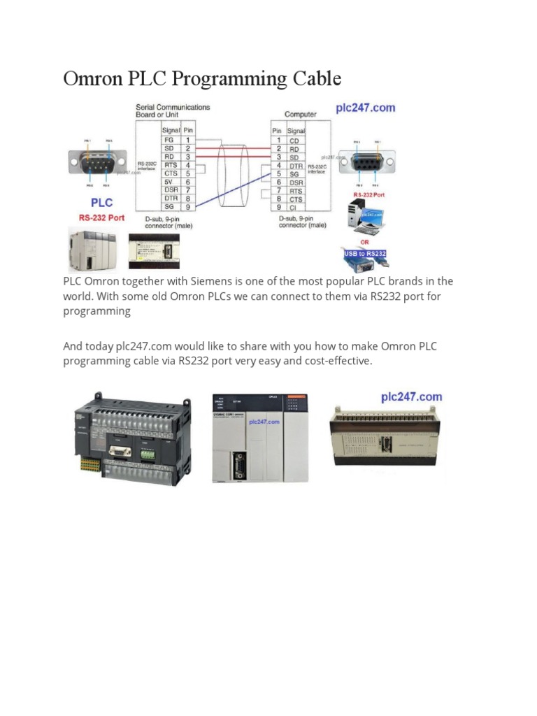 Omron PLC Programming Cable | PDF