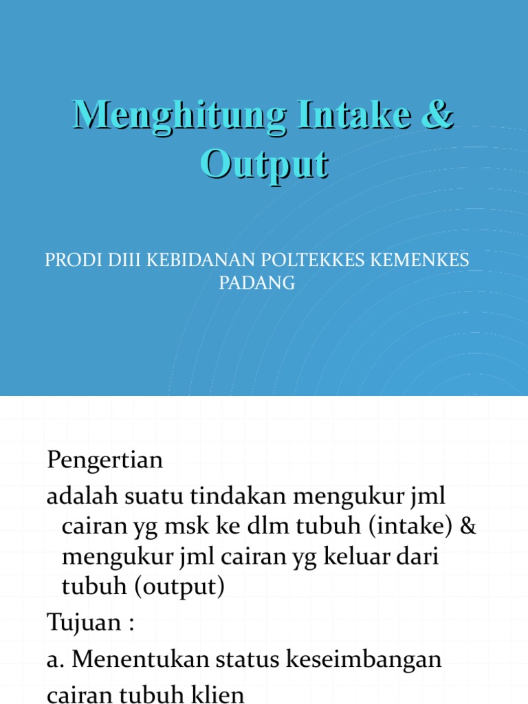 KDK 1 Menghitung Intake Output | PDF