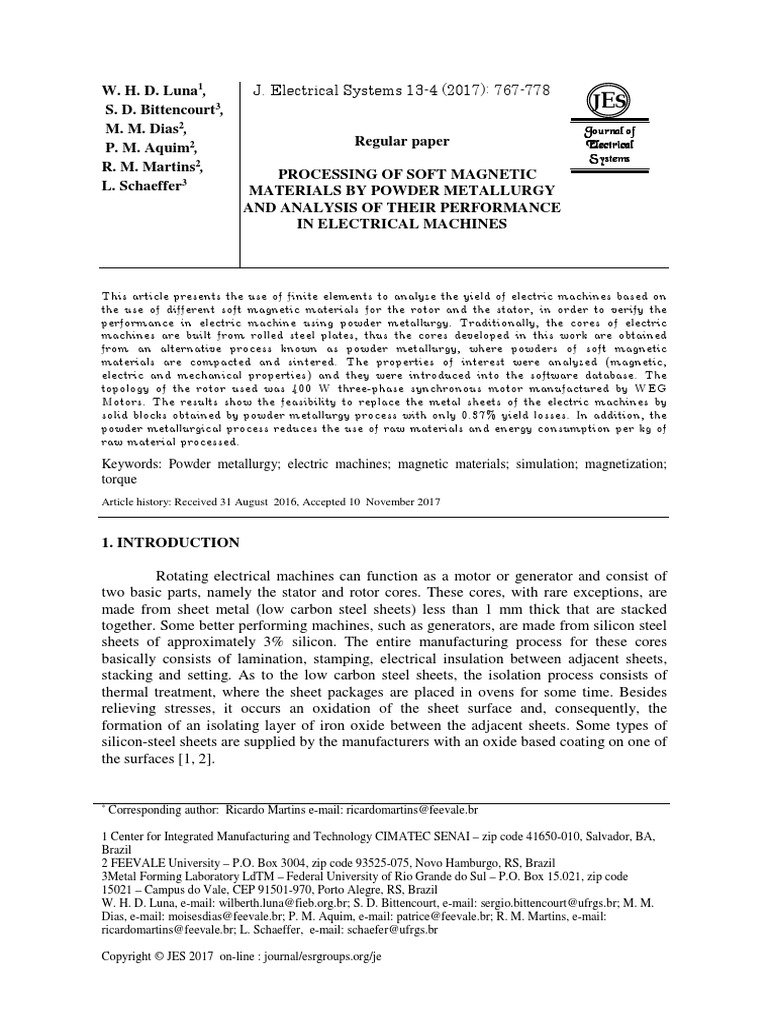 Processing of Soft Magnetic Materials by Powder Me | PDF | Electric ...