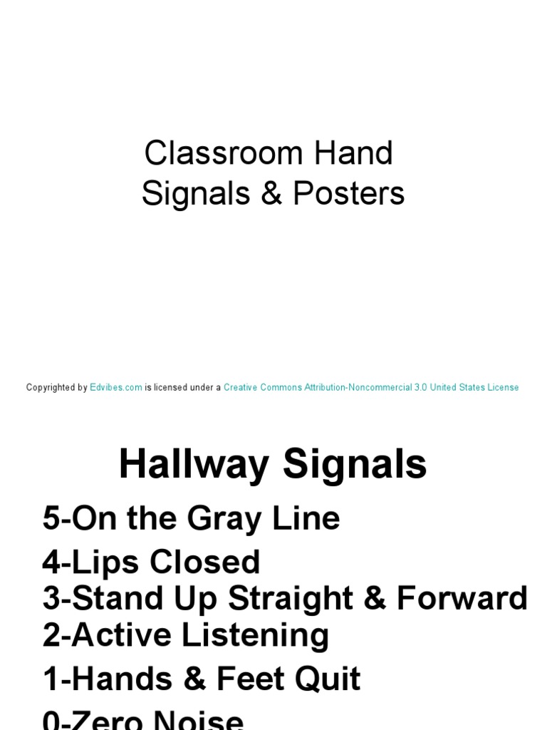 Classroom Hand Signals Guide | PDF | Career & Growth | Language Arts ...