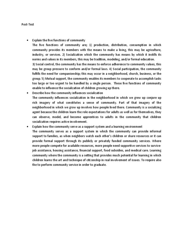 Five Functions of Community in Socialization | PDF