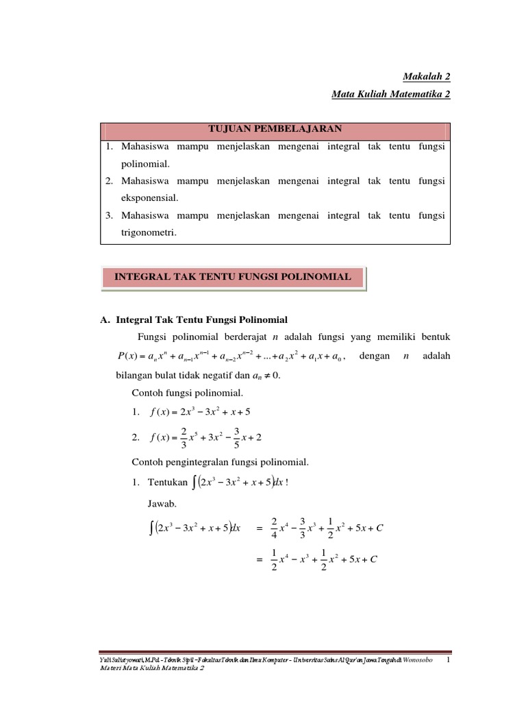 Materi Mat 2 - Polinomial, Eksponensial, & Trigonometri - p2 | PDF