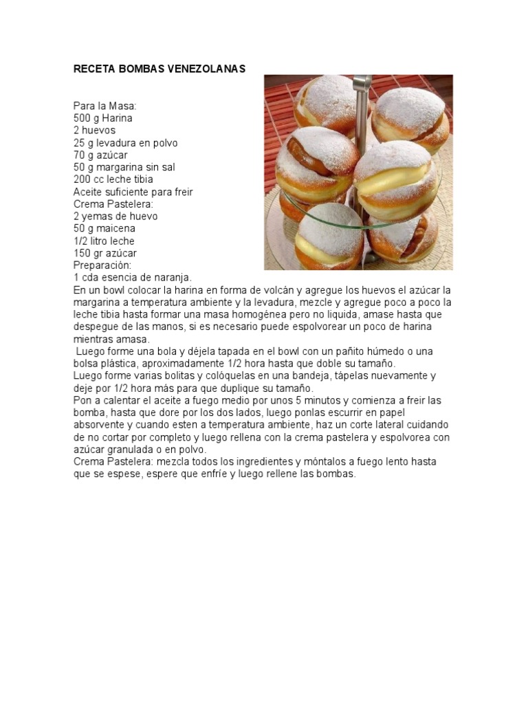 Receta Bombas Venezolanas | PDF