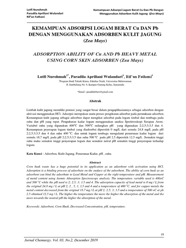 Logam Berat, Kulit Jagung | PDF | Sains & Matematika
