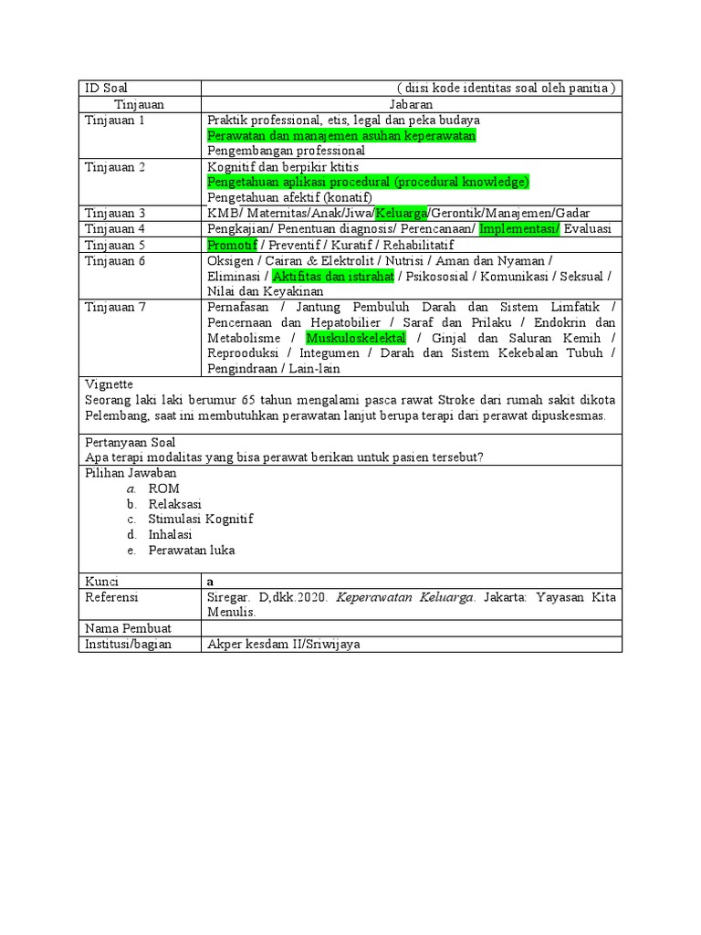 Contoh Template Soal Pdf