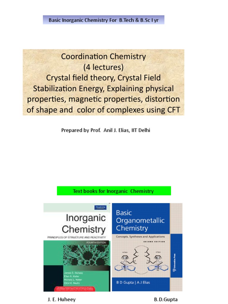 Basic Inorganic Chemistry Part 1 Transition Metals - Theories ...
