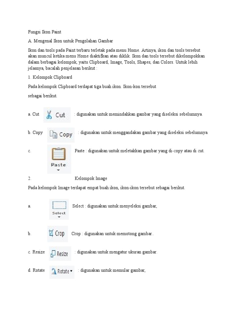 Fungsi Ikon dan Tools di Microsoft Paint | PDF