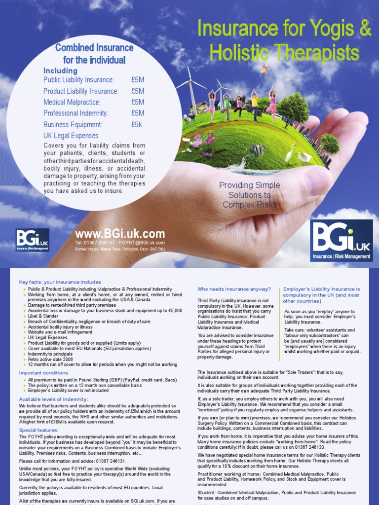 Insurance For Yogis & Holistic Therapists | PDF