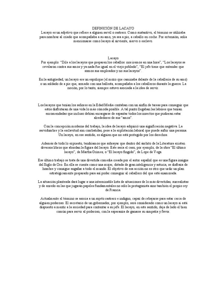 Definición y significado de lacayo | PDF | Esclavitud | Caballero