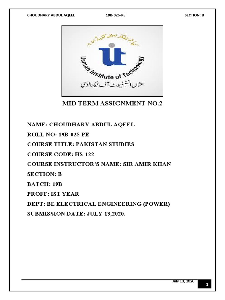 Pak Studies Assignment 2 Doc2 | PDF | Political Charters | Public Law