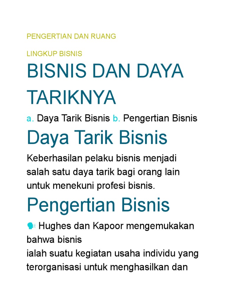 Pengertian Dan Ruang Lingkup Binis | PDF | Bisnis | Pengelolaan ...