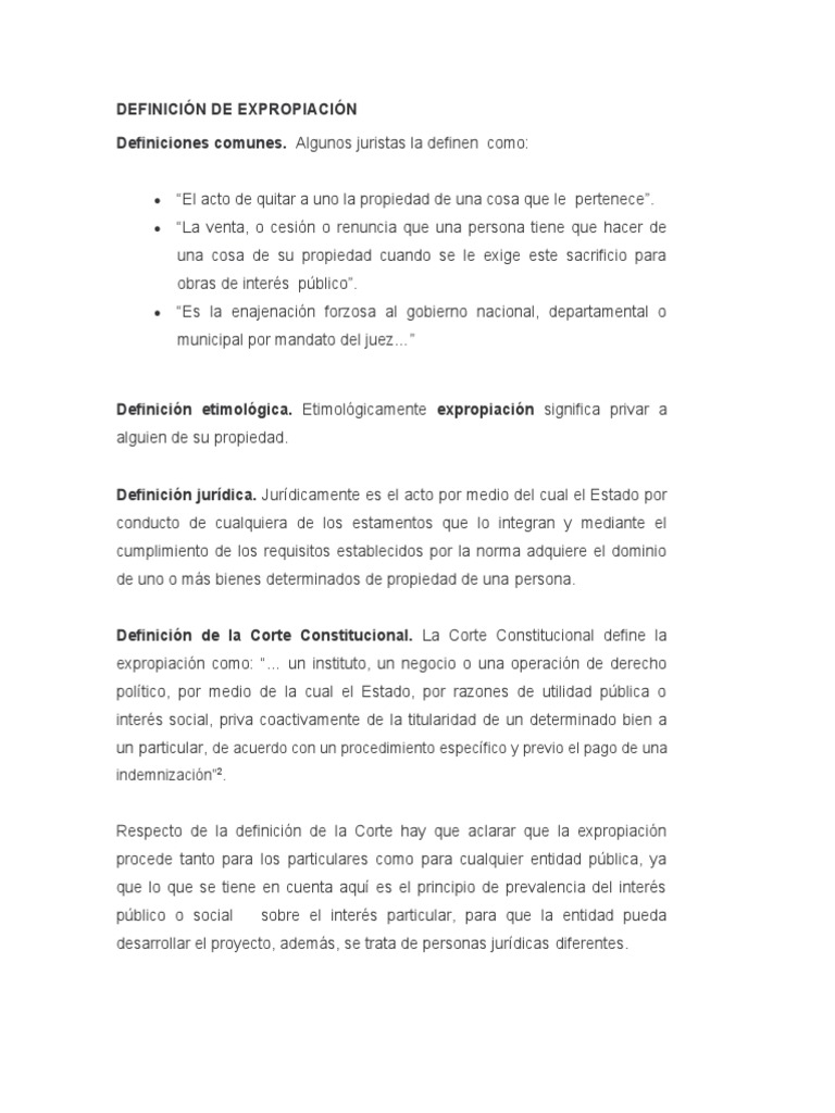 Definición de Expropiación | PDF | Dominio eminente | Propiedad
